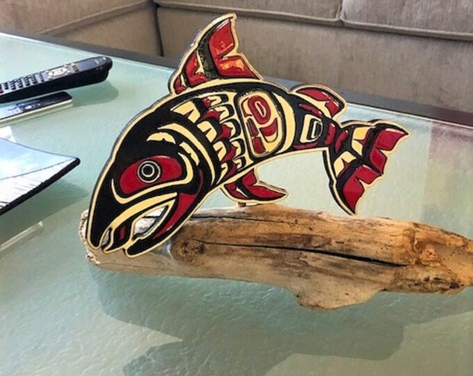 Salmon Table Art, Salmon Art, Fish Art, Tribal Fish Art, Custom Wood ...