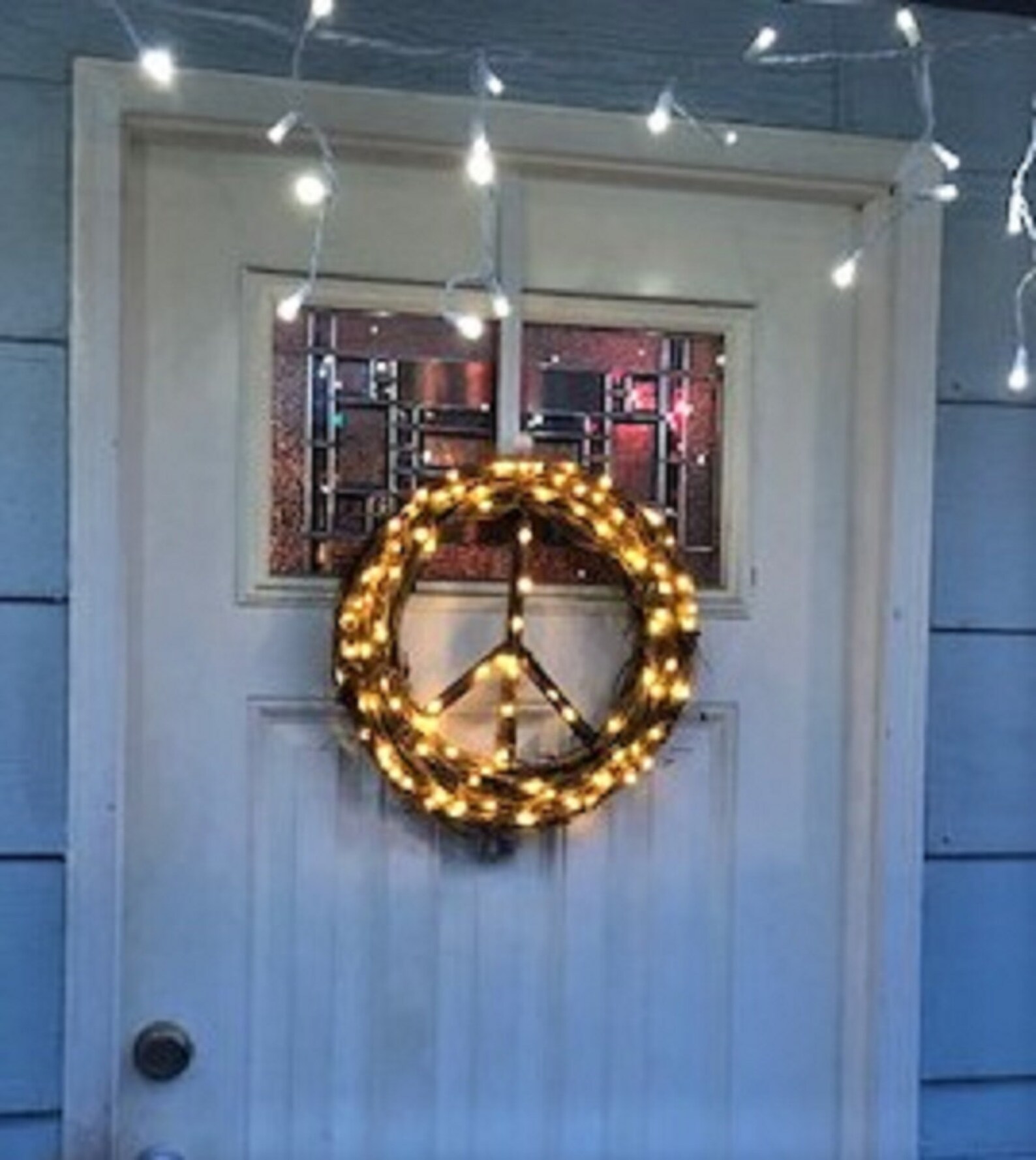 18 Lighted Battery Operated Peace Sign Wreath Lighted - Etsy
