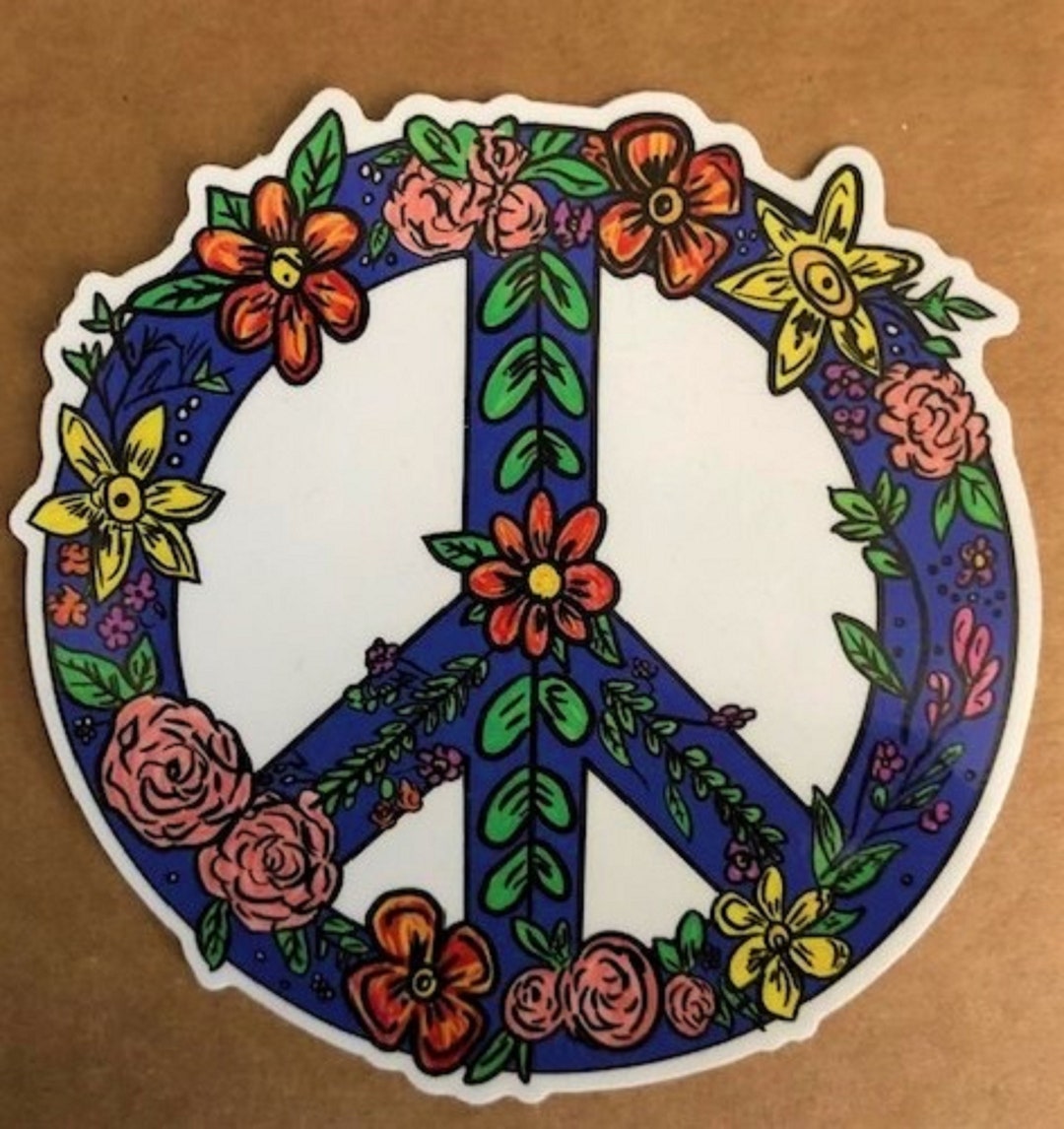 Flower Peace Sign Sticker, Flower Sticker, Peace Sign Flower, Peace ...