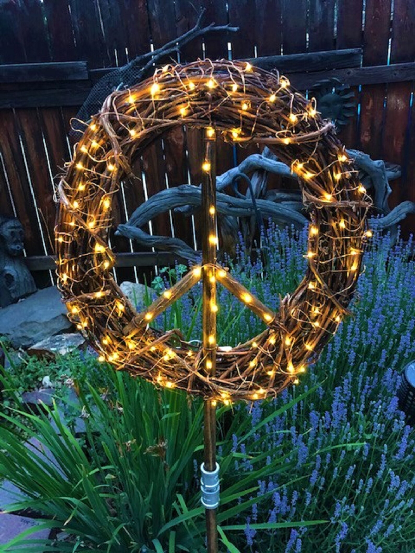 Peace Sign Garden Stake Lighted Peace Sign Garden Stake - Etsy