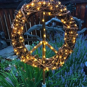 Peace Sign Garden Stake Lighted Peace Sign Garden Stake - Etsy