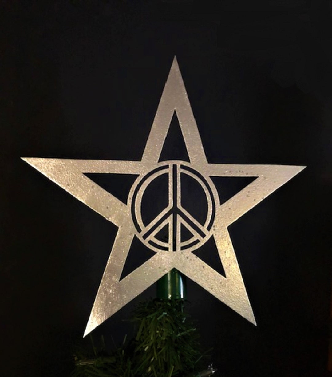 Star Peace Sign Christmas Tree Topper, Peace Sign Tree Topper, Star ...