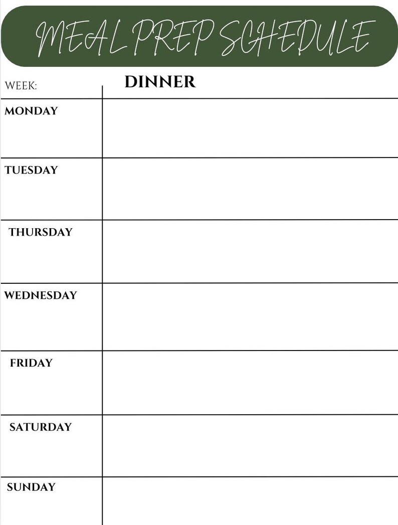 Meal Plan Schedule Template - Etsy