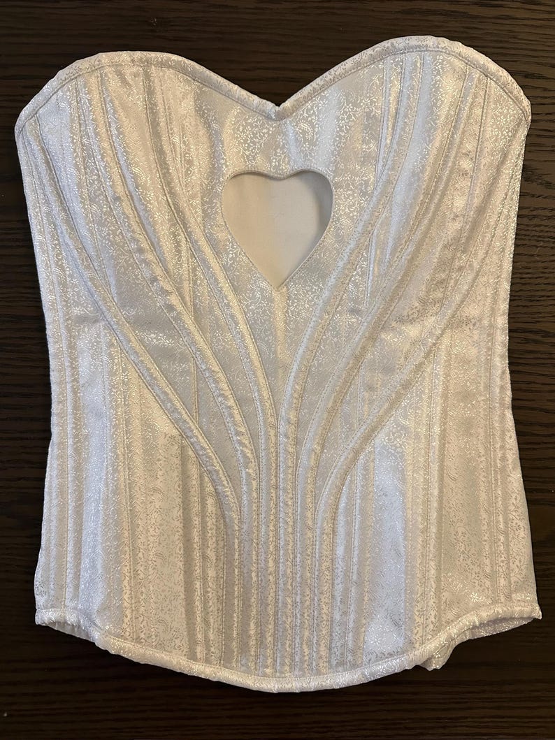White Sabrina Carpenter Bedazzled Corset | Custom Heart Cutout ...