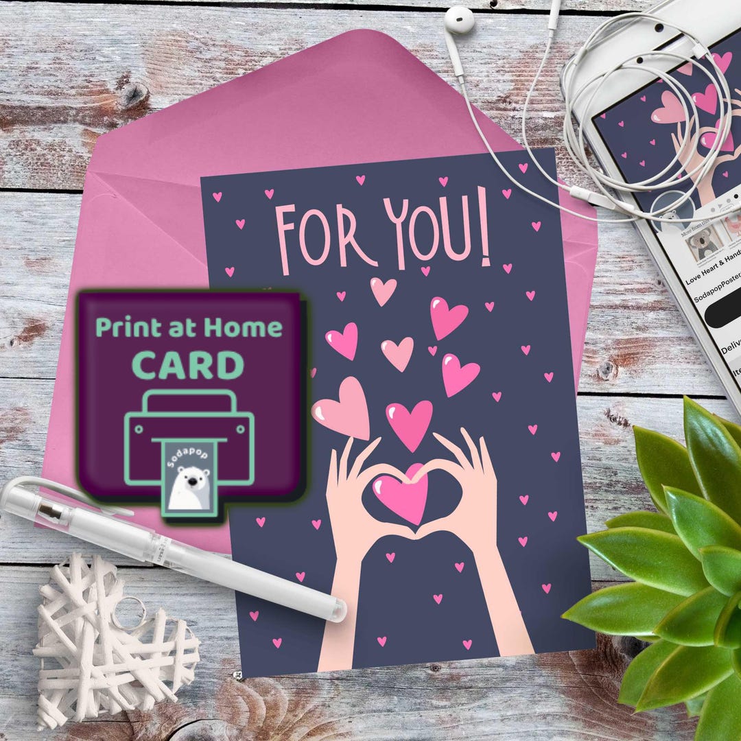 Love Heart With Hands Instant Card, to Download and Print at Home. - Etsy