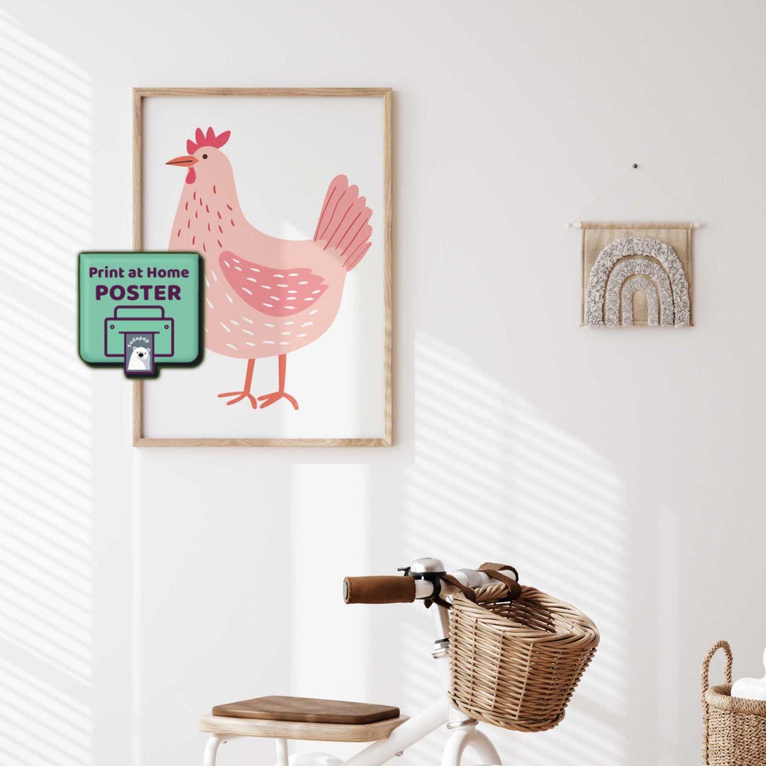 Chicken Digital Print Poster. Downloadable, Printable Kids Wall Art ...