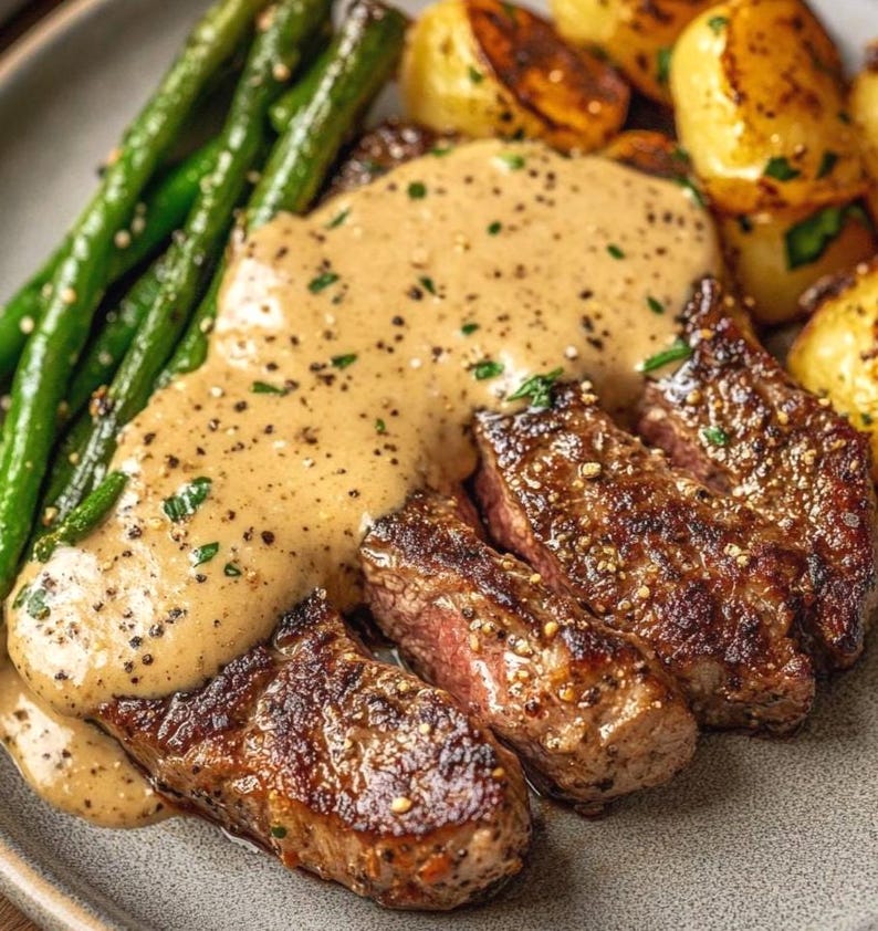 Pepper-crusted Steak With Creamy Cognac Sauce - Etsy