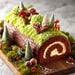 Chocolate Swiss Roll Yule Log Cake: Cream Filling, Forest Theme - Etsy