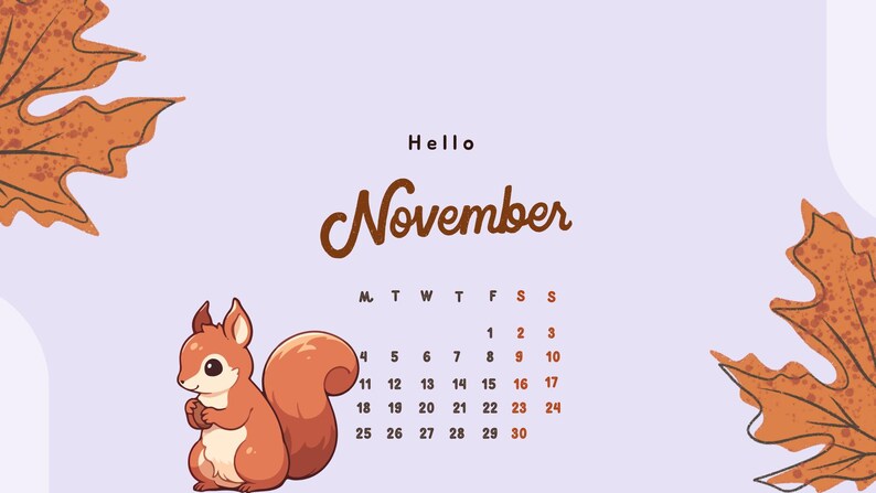 Autumn Brown Beige Wallpaper Cozy Squirrel Wallpaper Aesthetic Lockscreen November Calendar ...