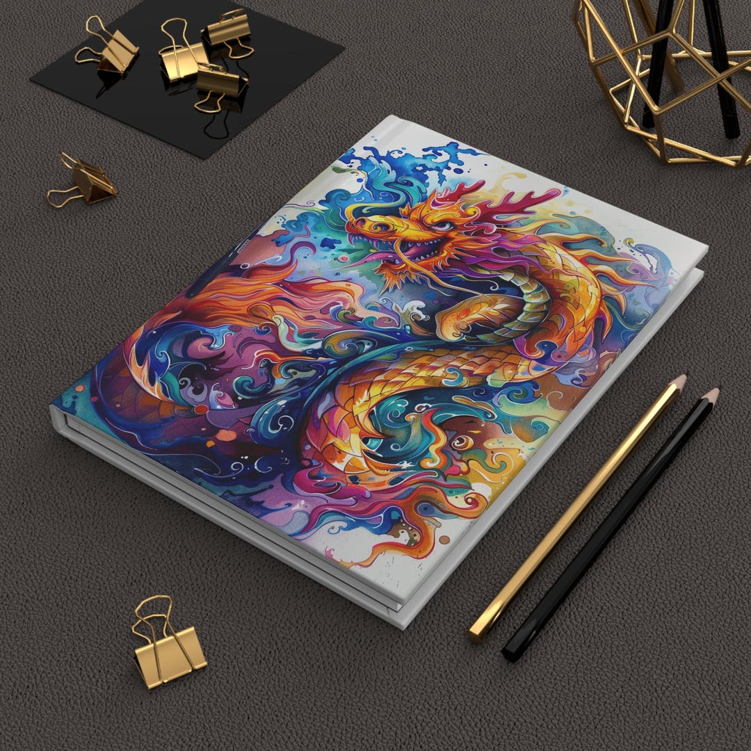 Hardcover Journal Matte Dragon Design Notebook Fantasy Dragon Journal ...