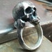 Skull Ring, Sterling Silver Skull Ring, Bone Band Ring, Half Skull Ring ...
