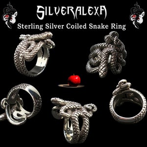 Sterling Silver Coiled Snake Ring, Inspired Design - Etsy