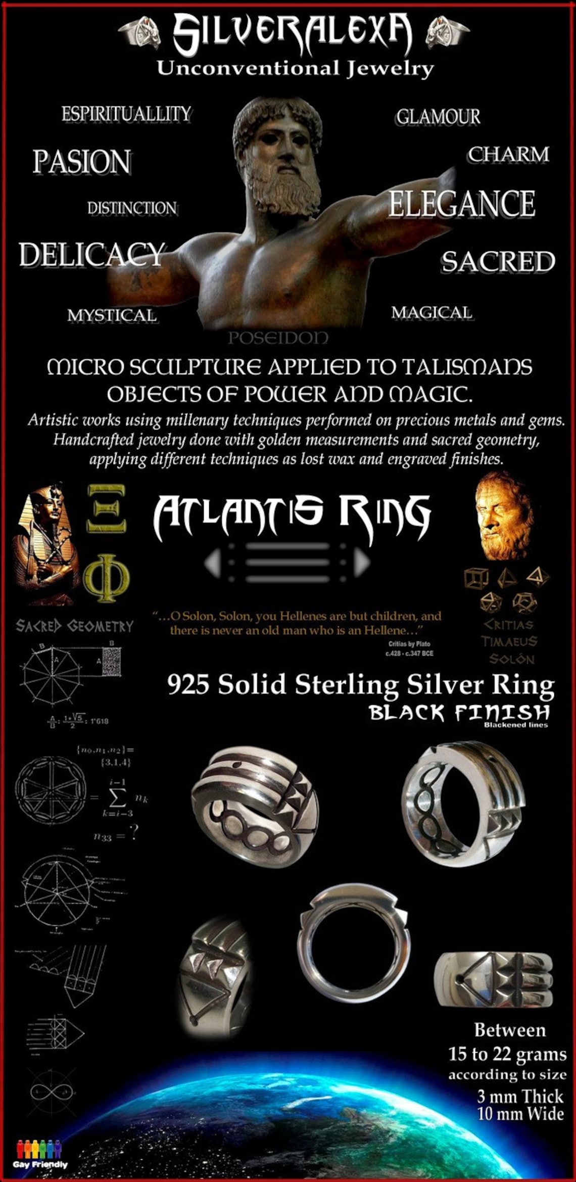 Atlantis ring Sterling Silver Atlantis Ring ALL SIZES | Etsy