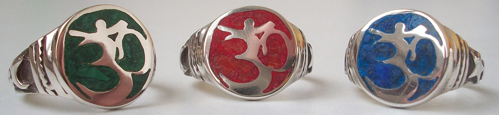 Ohm ring Sterling Silver Aum Ohm OM ring with red Coral | Etsy