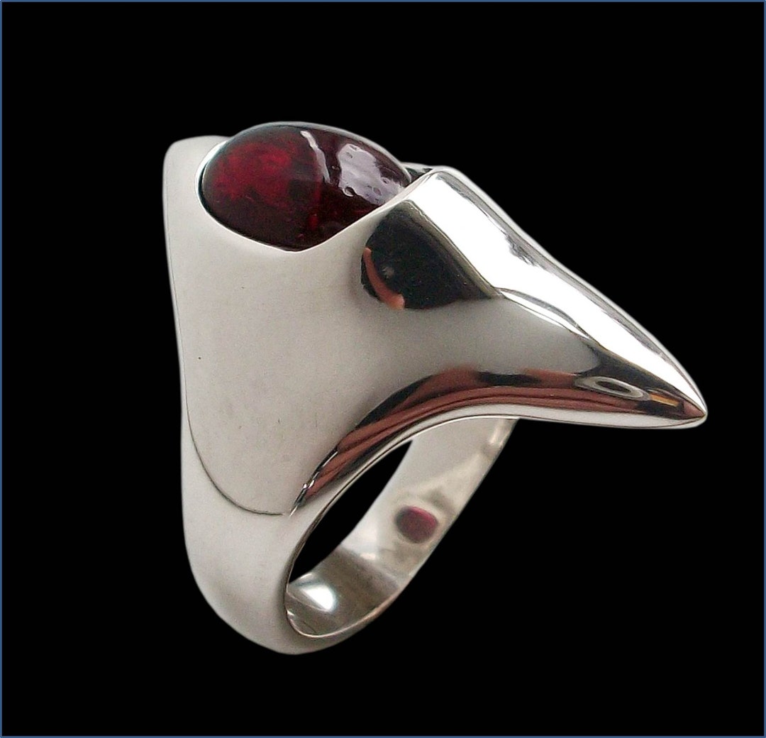 Claw Ring, Sterling Silver Claw Ring, Plague Doctor Ring, Garnet Ring ...