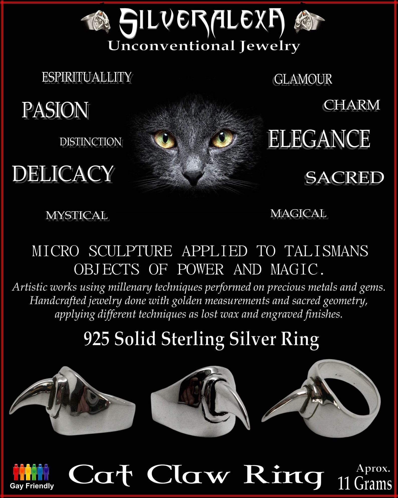 Claw Ring Sterling Silver Cat Claw Ring Fetish Bizarre - Etsy