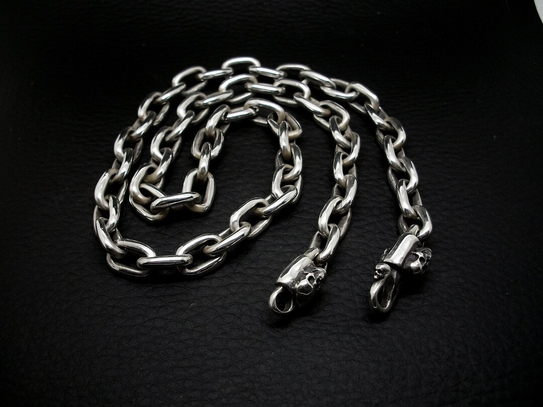 Silver Oval Chain, Sterling Silver Skull Chain, 100 Grams, Silver Skull ...