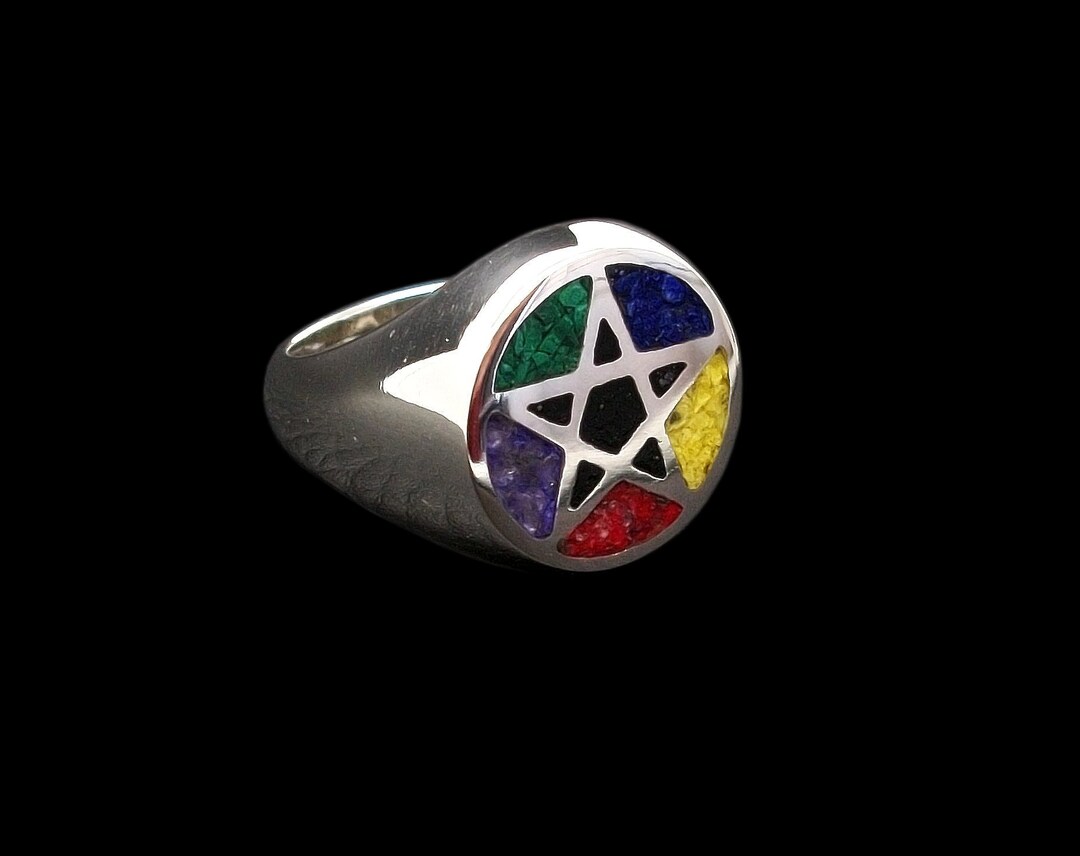 Pentagram Ring, Sterling Silver Pentacle Ring, 5 Elements Ring, Star ...