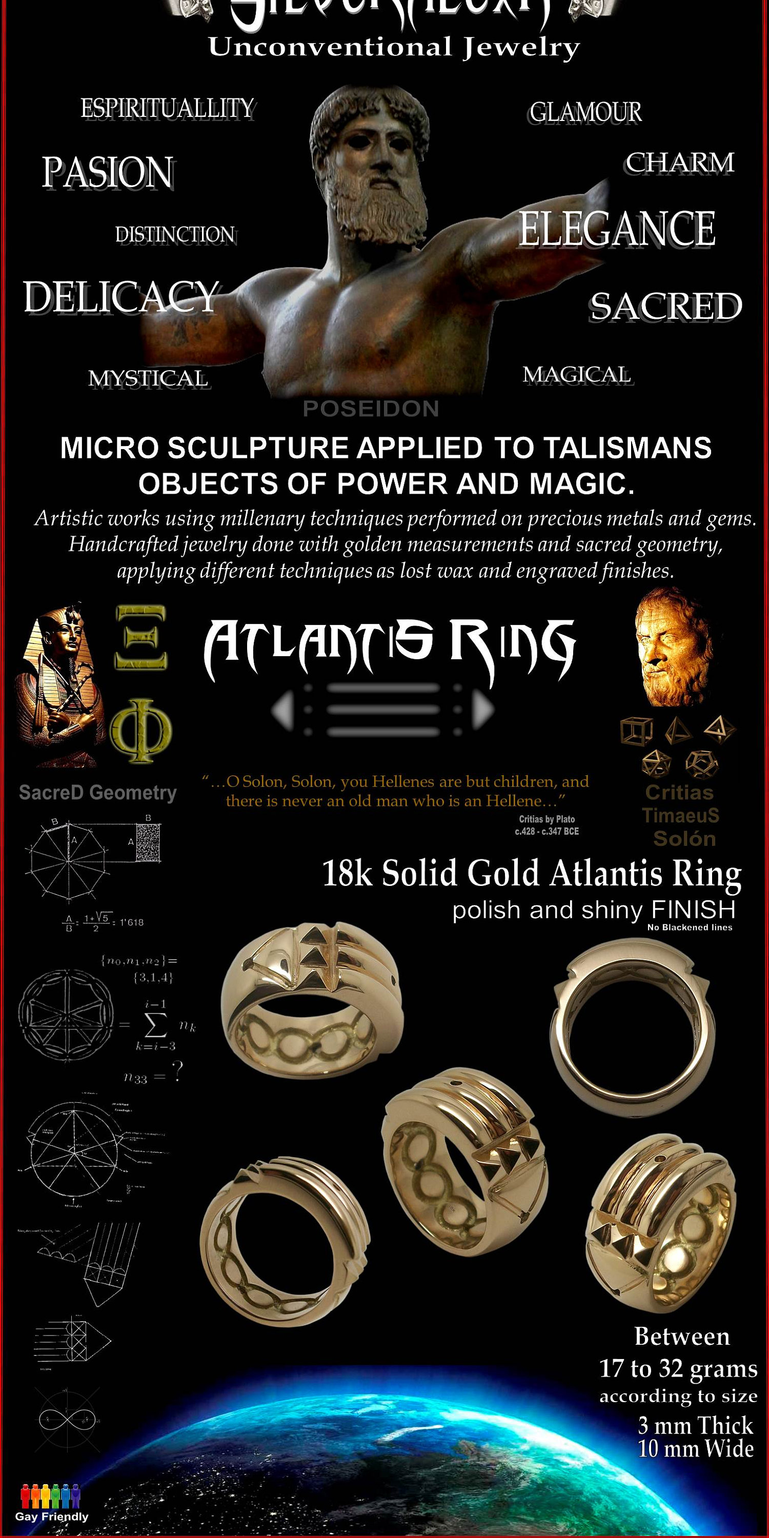 Atlantis Ring, 18K Solid Gold Atlantis Ring, Shiny Finish, Gold Unisex ...