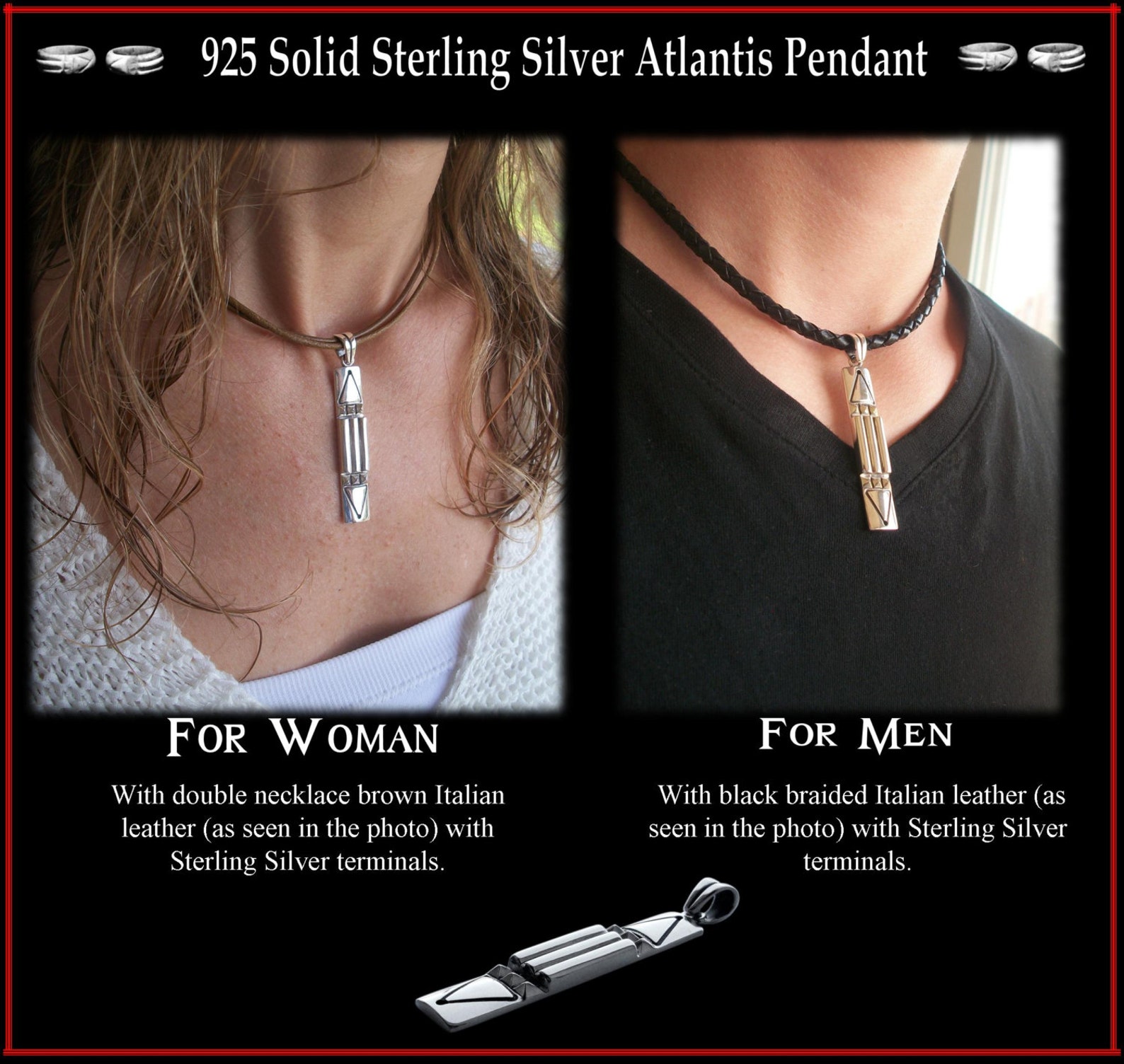 Atlantis Pendant, Sterling Silver Atlantis Pendant, Black Finish ...