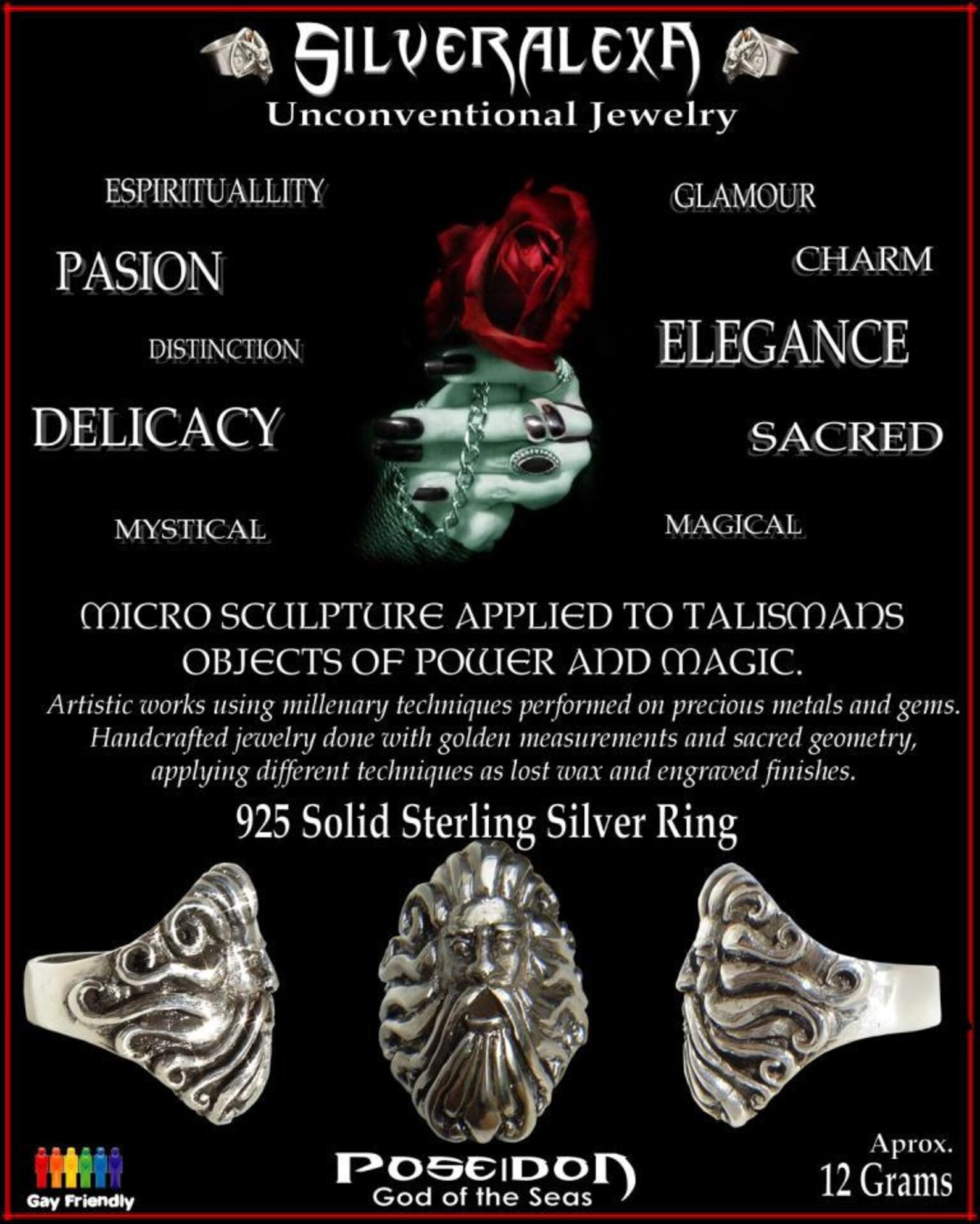 Poseidon Ring Sterling Silver Poseidon Ring God of the Sea | Etsy