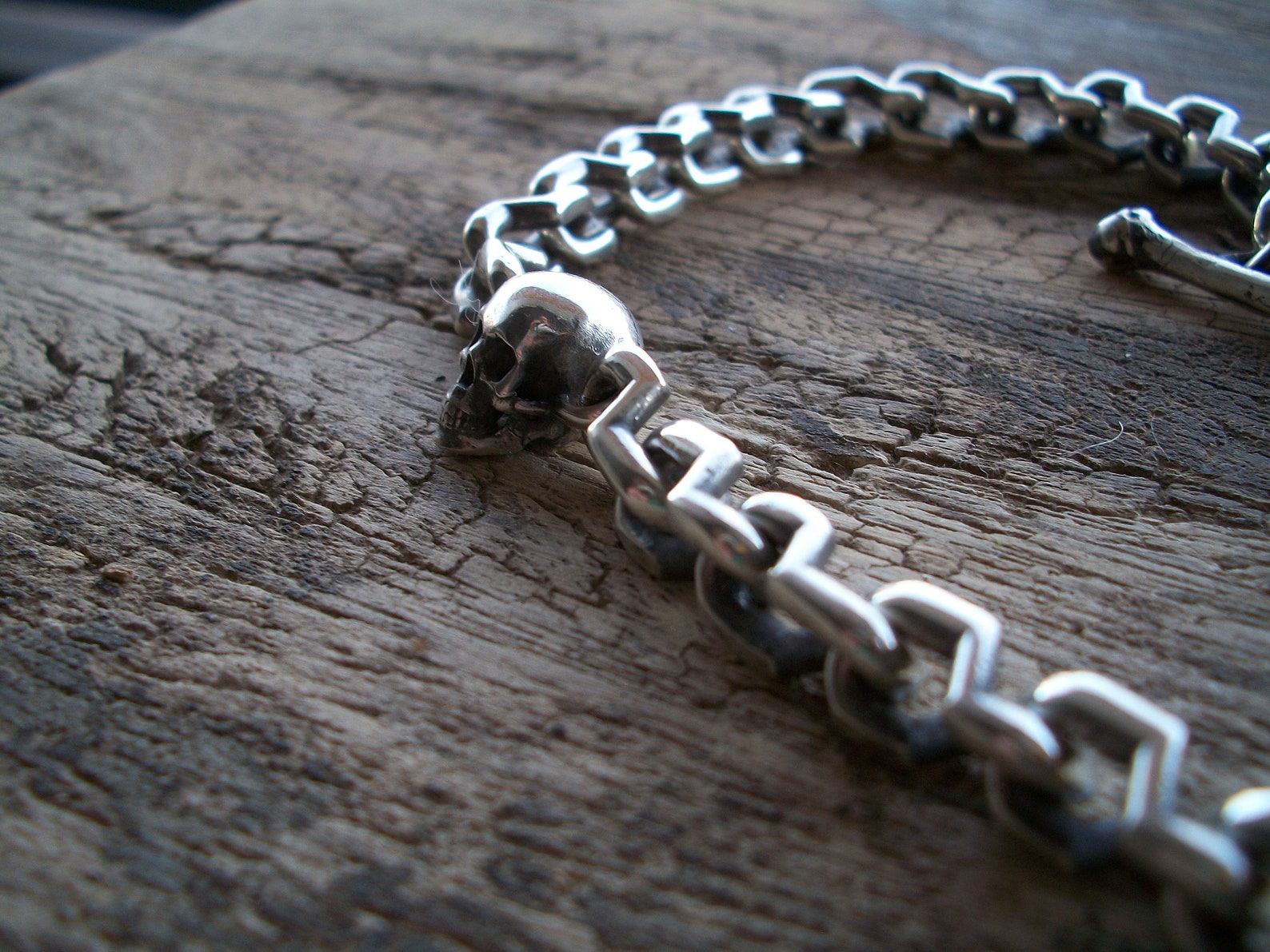Skull Chain, Sterling Silver Skull Chain, Gothic Collar, Skull Necklace ...