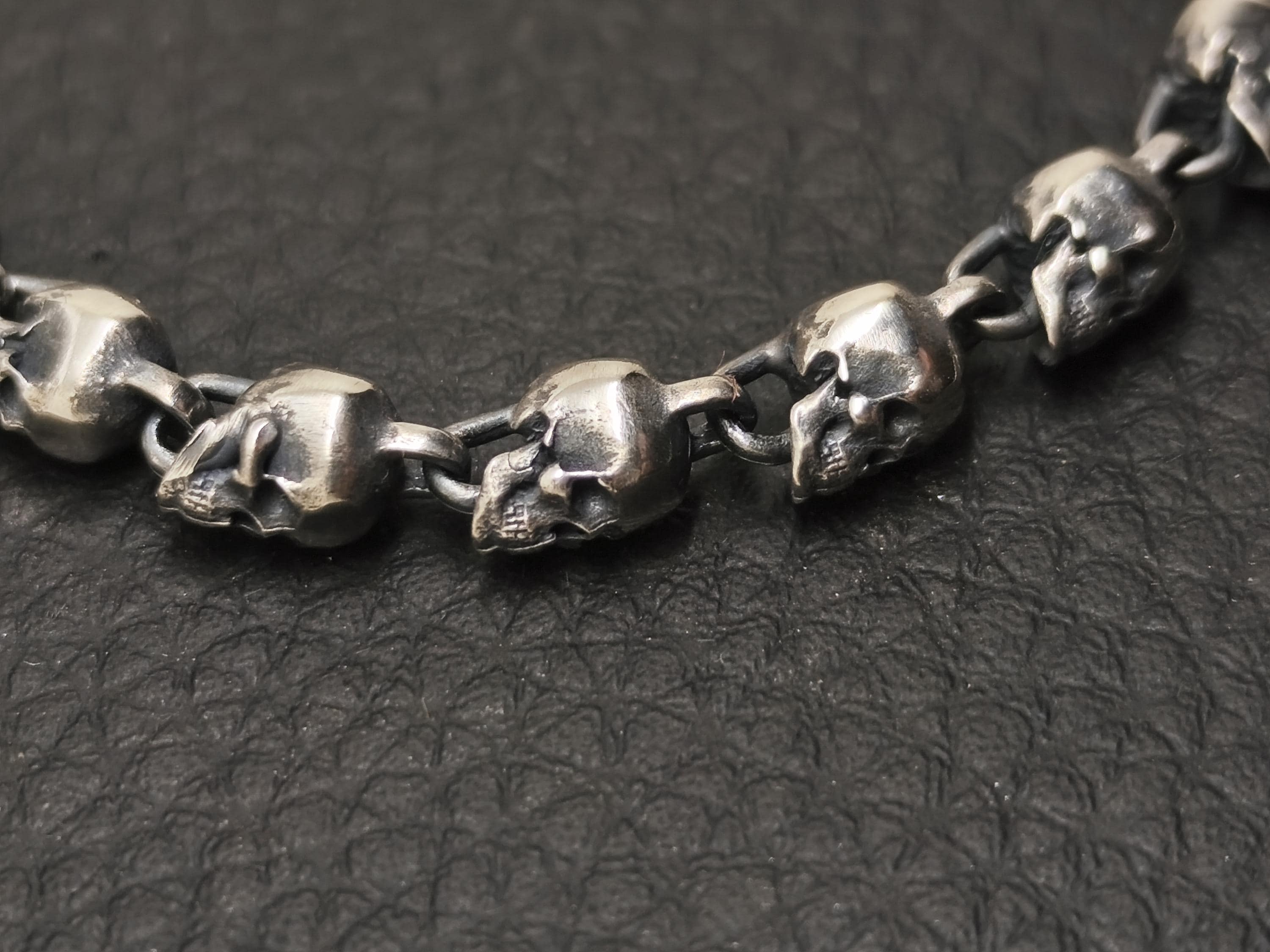 Skull Bracelet, Sterling Silver Tiny Skull Bracelet, Silver Skull Chain ...