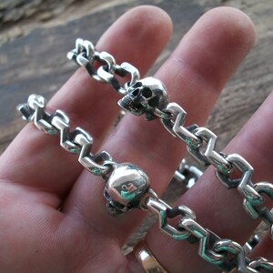 Skull Chain, Sterling Silver Skull Chain, Gothic Collar, Skull Necklace ...