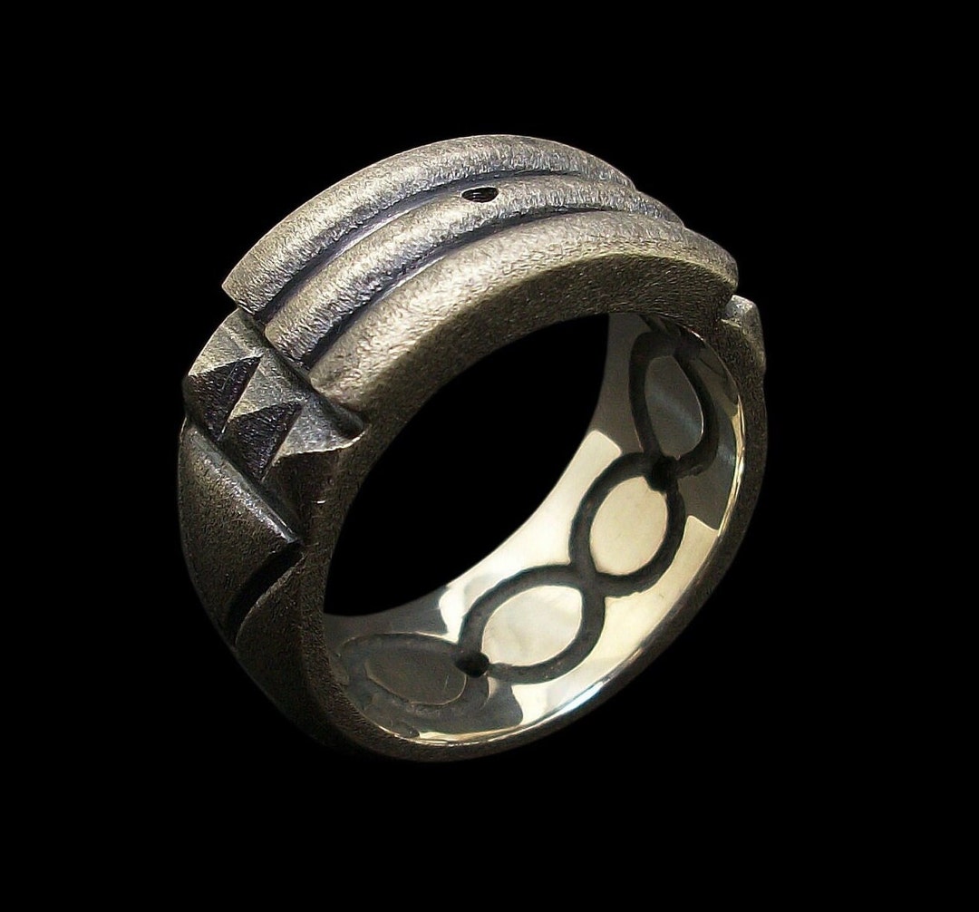 Atlantis Ring, Sterling Silver Atlantis Ring, Textured Blackened Finish ...