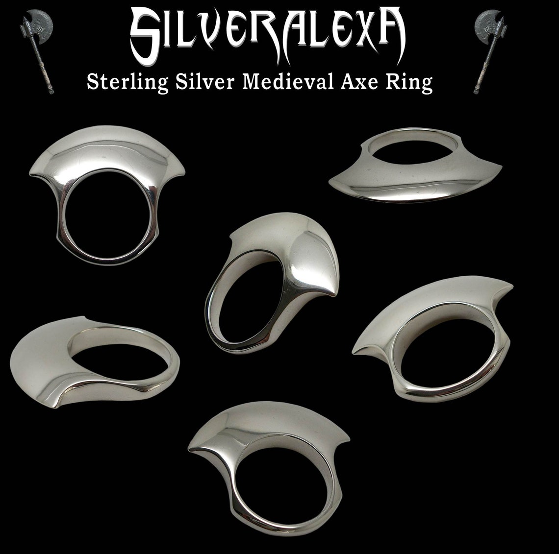 Axe Ring Sterling Silver Medieval Axe Ring ALL SIZES | Etsy