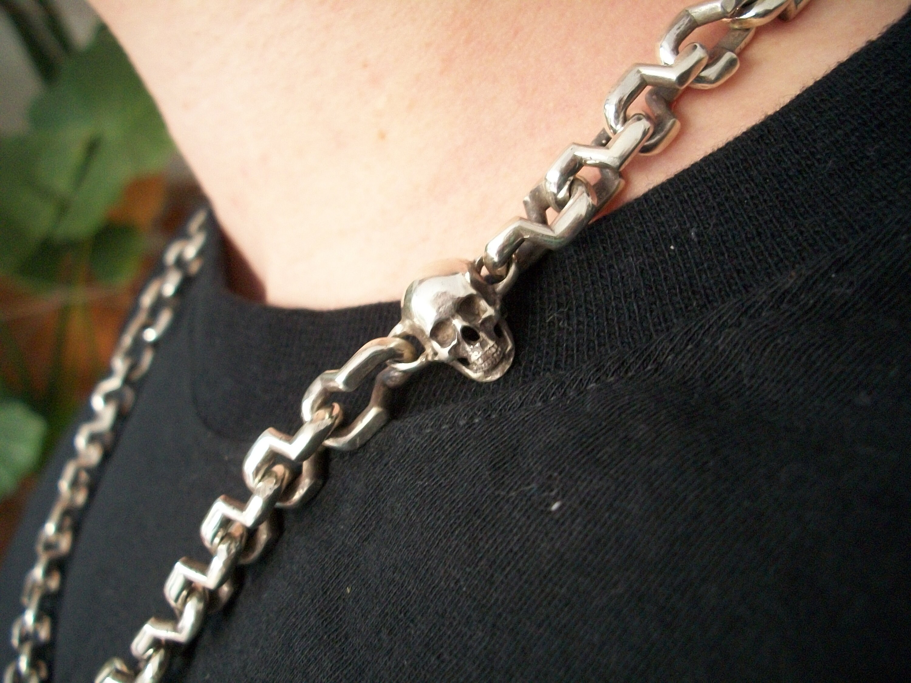 Skull Chain, Sterling Silver Skull Chain, Gothic Collar, Skull Necklace ...