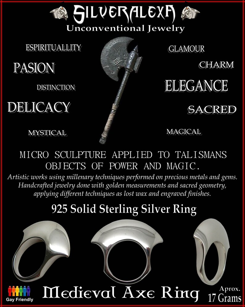 Axe Ring Sterling Silver Medieval Axe Ring ALL SIZES | Etsy