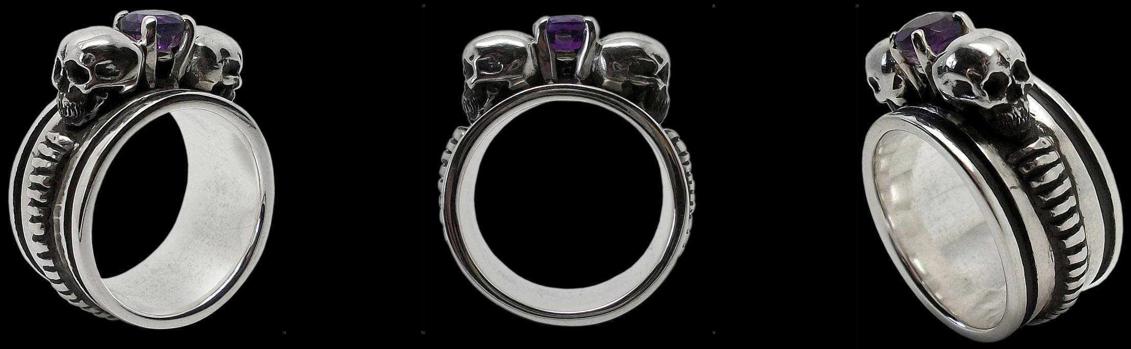 Skull Engagement Ring Sterling Silver Gothic Skull | Etsy
