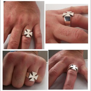 Iron Cross Ring, Sterling Silver Iron Cross Ring, Silver Biker Ring ...