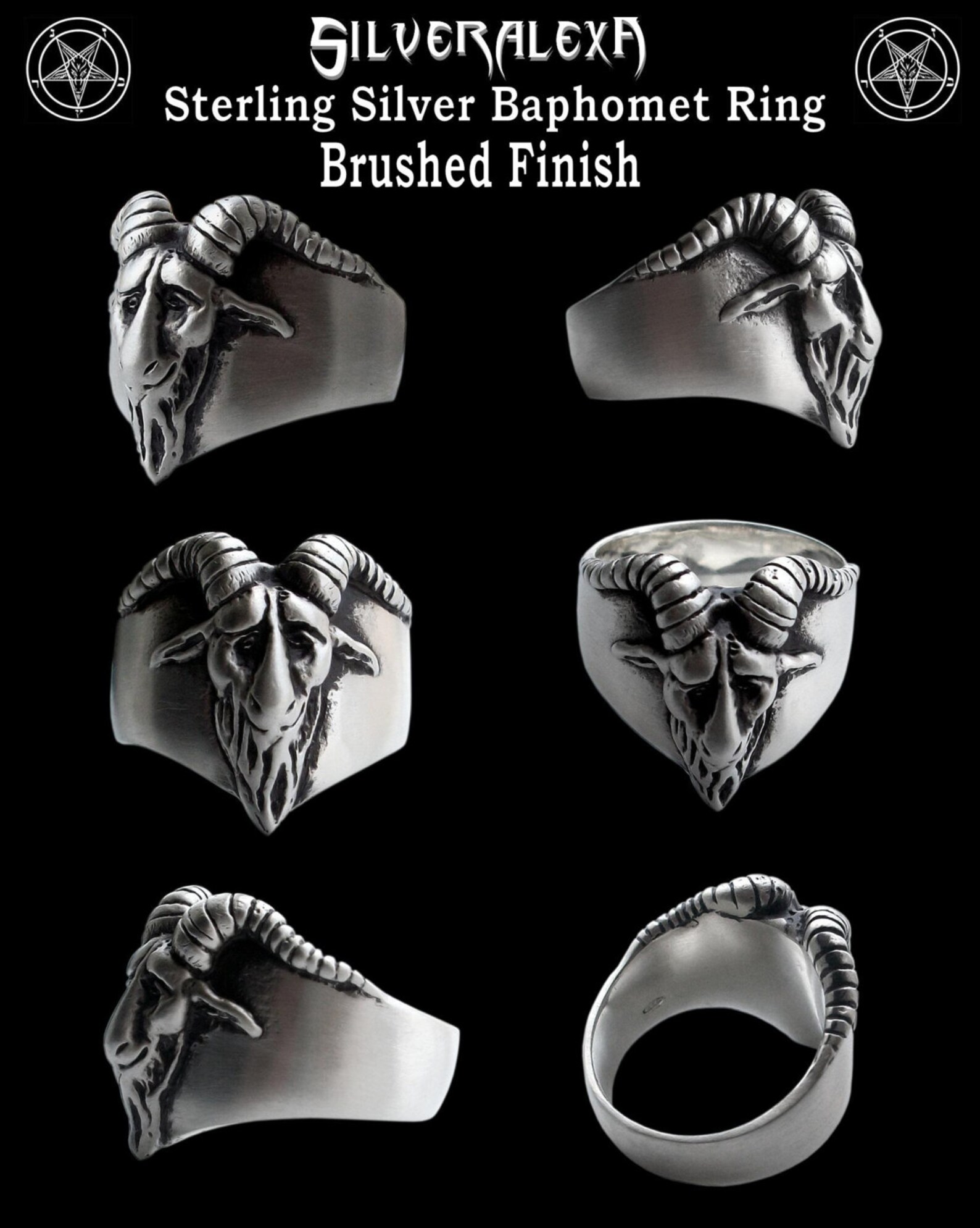 Baphomet Ring, Sterling Silver Baphomet Ring, Evil Ring, Sabbatic Goat ...