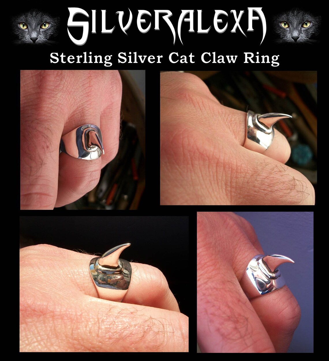 Claw Ring Sterling Silver Cat Claw Ring Fetish Bizarre - Etsy