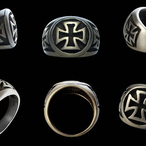 Iron Cross Ring, Sterling Silver Iron Cross Ring, Silver Biker Ring ...