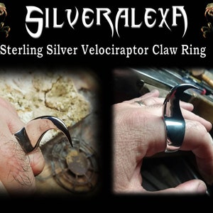 Claw Ring, Sterling Silver Claw Ring, Velociraptor Big Claw, Spiked ...