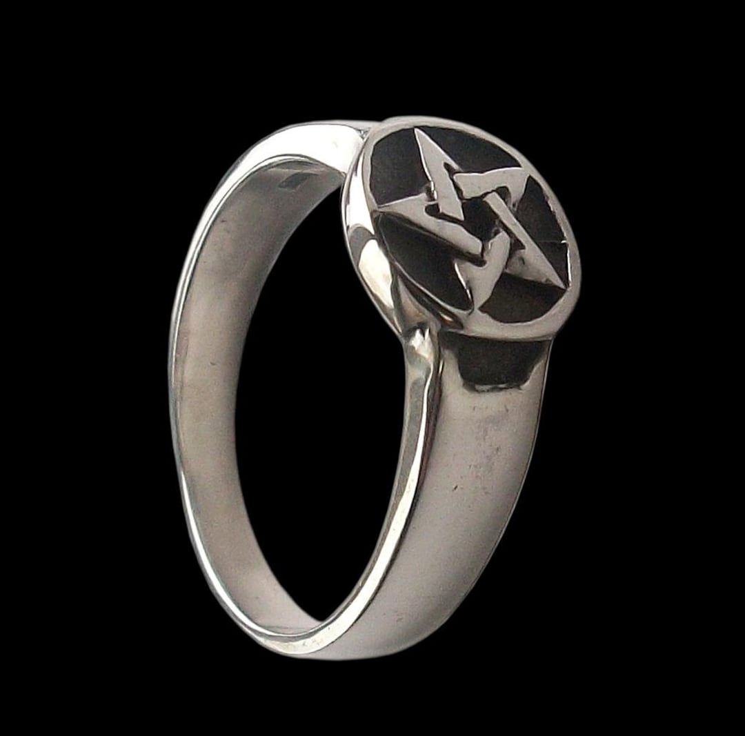 Smal Pentacle Ring, Sterling Silver Pentacle Ring, Pentagram Ring ...