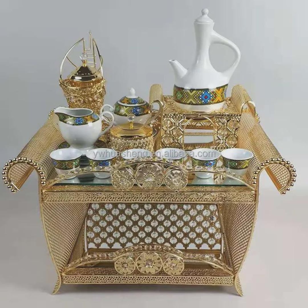 4-piece Traditional Gold Habesha Rekebot Set | Ethiopian & Eritrean ...
