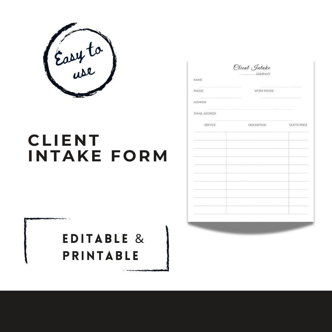 Editable Client Intake Form Template | Business Onboarding (PDF) - Etsy
