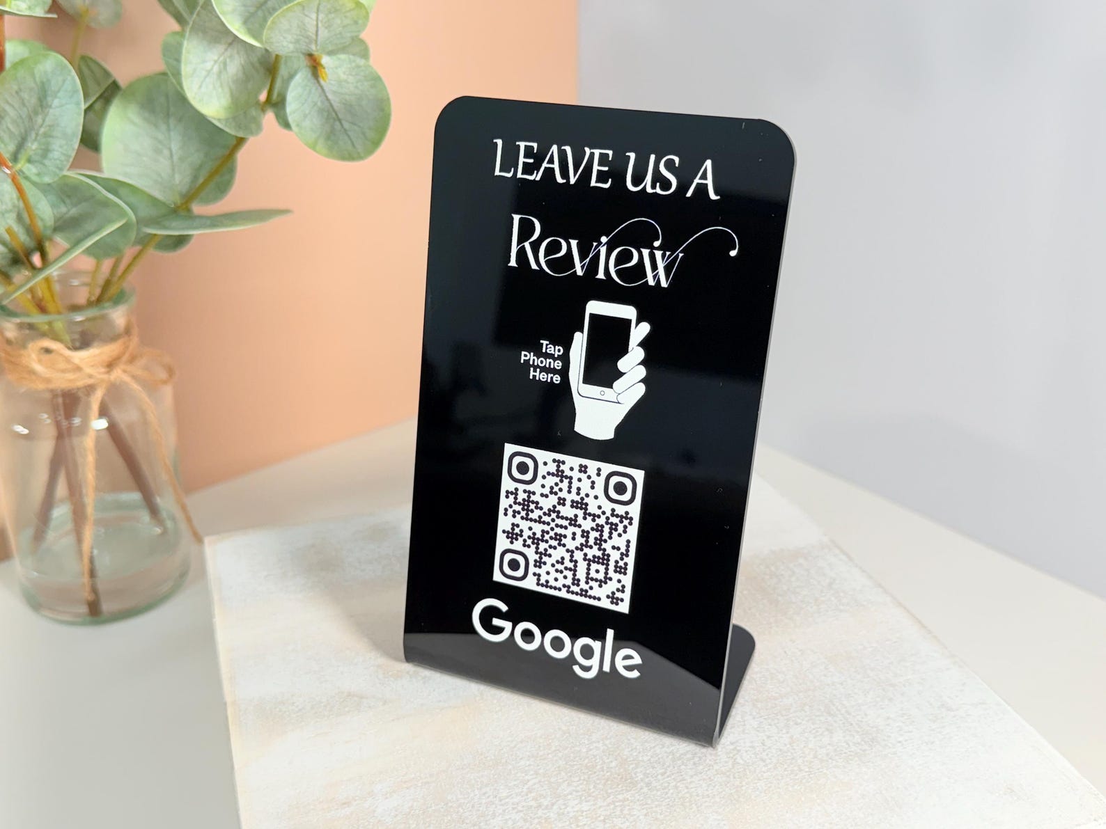 Custom Google Reviews QR Code Sign With NFC Tag Display for Business ...