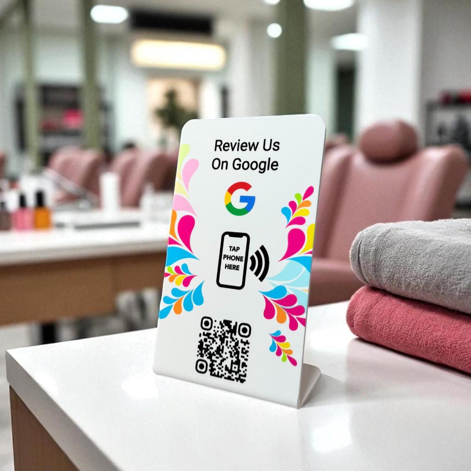 Google Review QR Code Sign for Countertop | Tap or Scan to Leave a ...