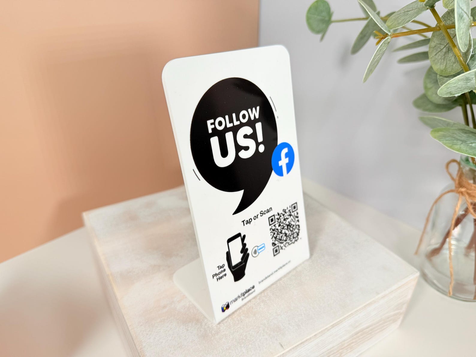 Facebook QR Code Stand With NFC Tap to Follow Us Sign for Restaurant ...