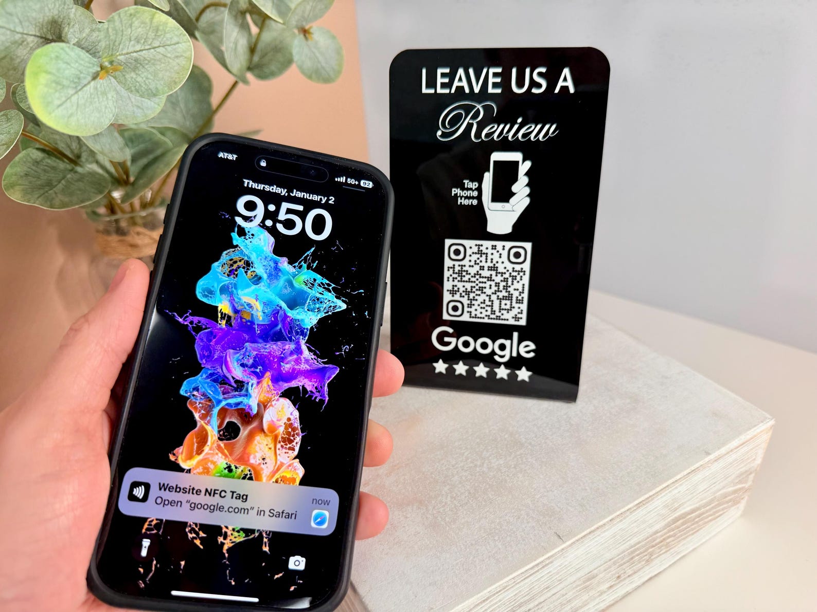 Custom Google Reviews QR Code Sign With NFC Tag Display for Business ...