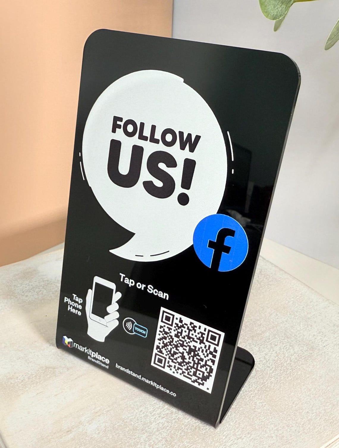 Facebook QR Code Stand With NFC Tap to Follow Us Sign for Restaurant ...