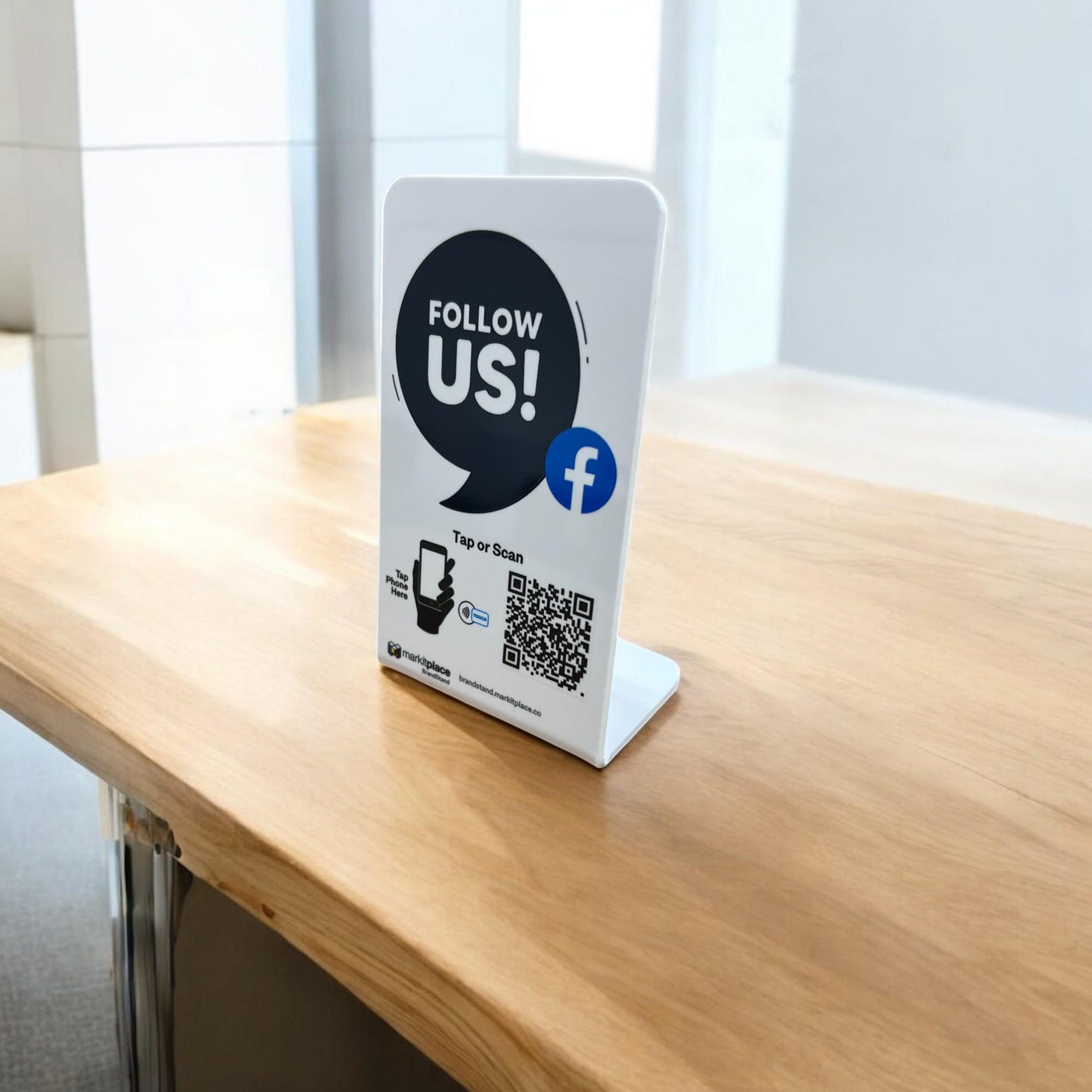 Facebook QR Code Stand With NFC Tap to Follow Us Sign for Restaurant ...