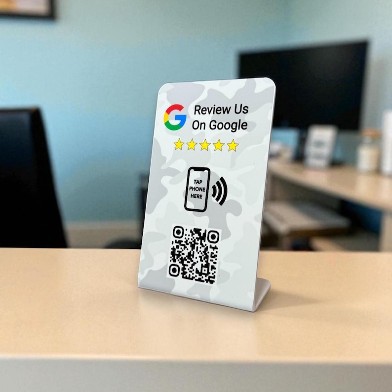 Google Review QR Code Sign for Countertop | Tap or Scan to Leave a ...