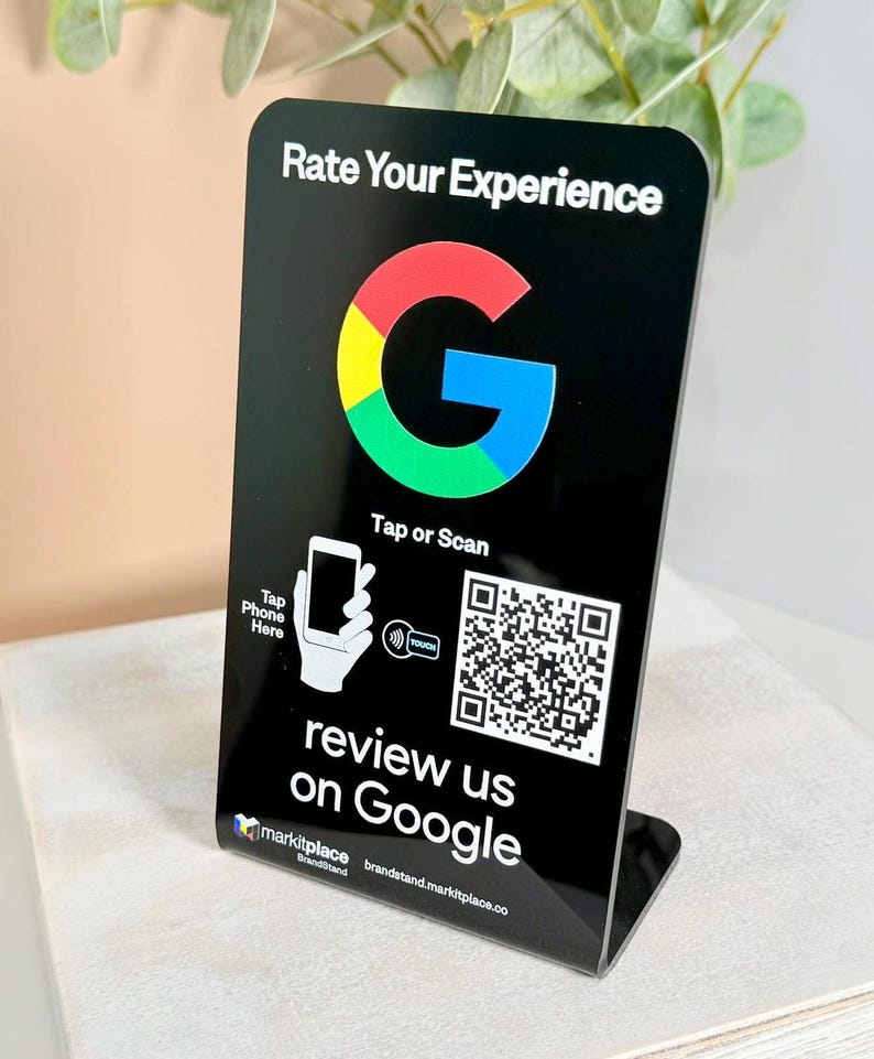 Google Review Stand Tap or Scan With QR Code Increase Google Reviews ...
