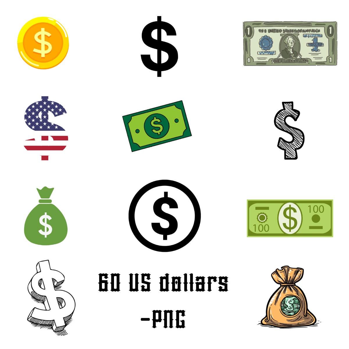 60 Dollar Symbol PNG Designs High-quality Dollar Signs, Currency ...